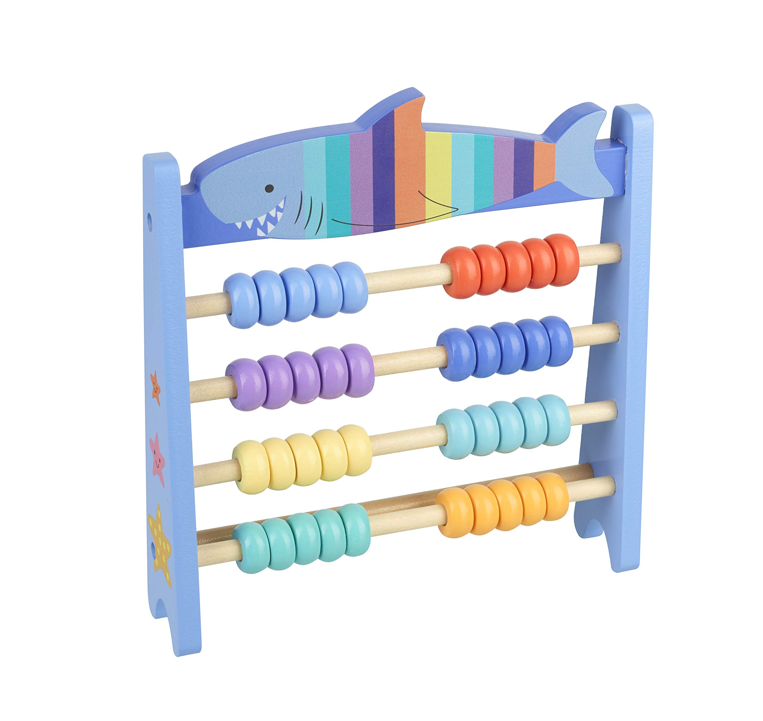 Orange Tree Toys Shark Wooden Abacus | Hand Painted Colorful Wooden Educational Puzzle Toy for Toddlers 3+, Sustainably Made, Perfect for Learning Math and Practicing Counting