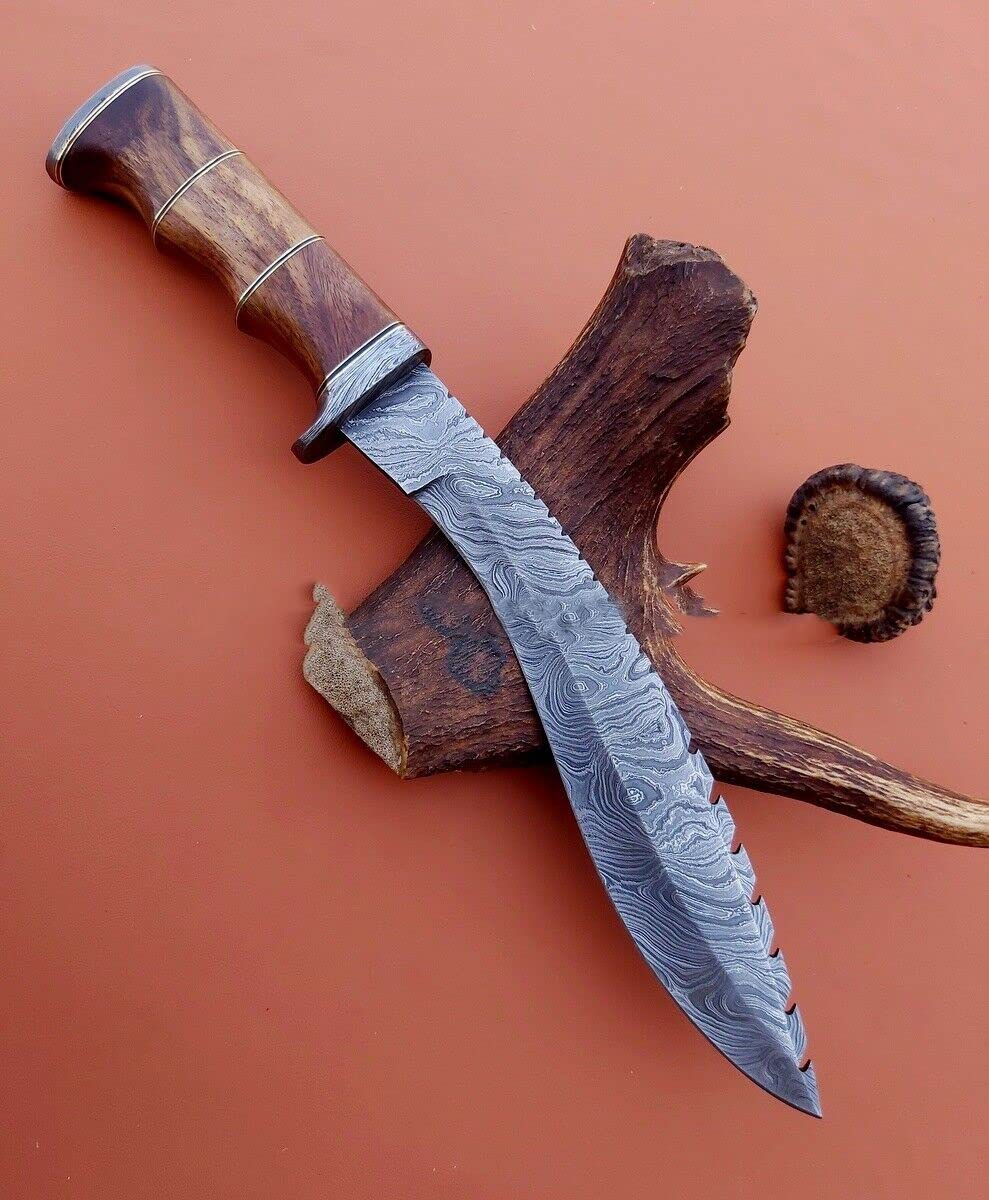 DSK-200 Custom Handmade Damascus steel Outdoor/Hunting/Bushcraft/Camping Kukri Knife With Leather Sheath