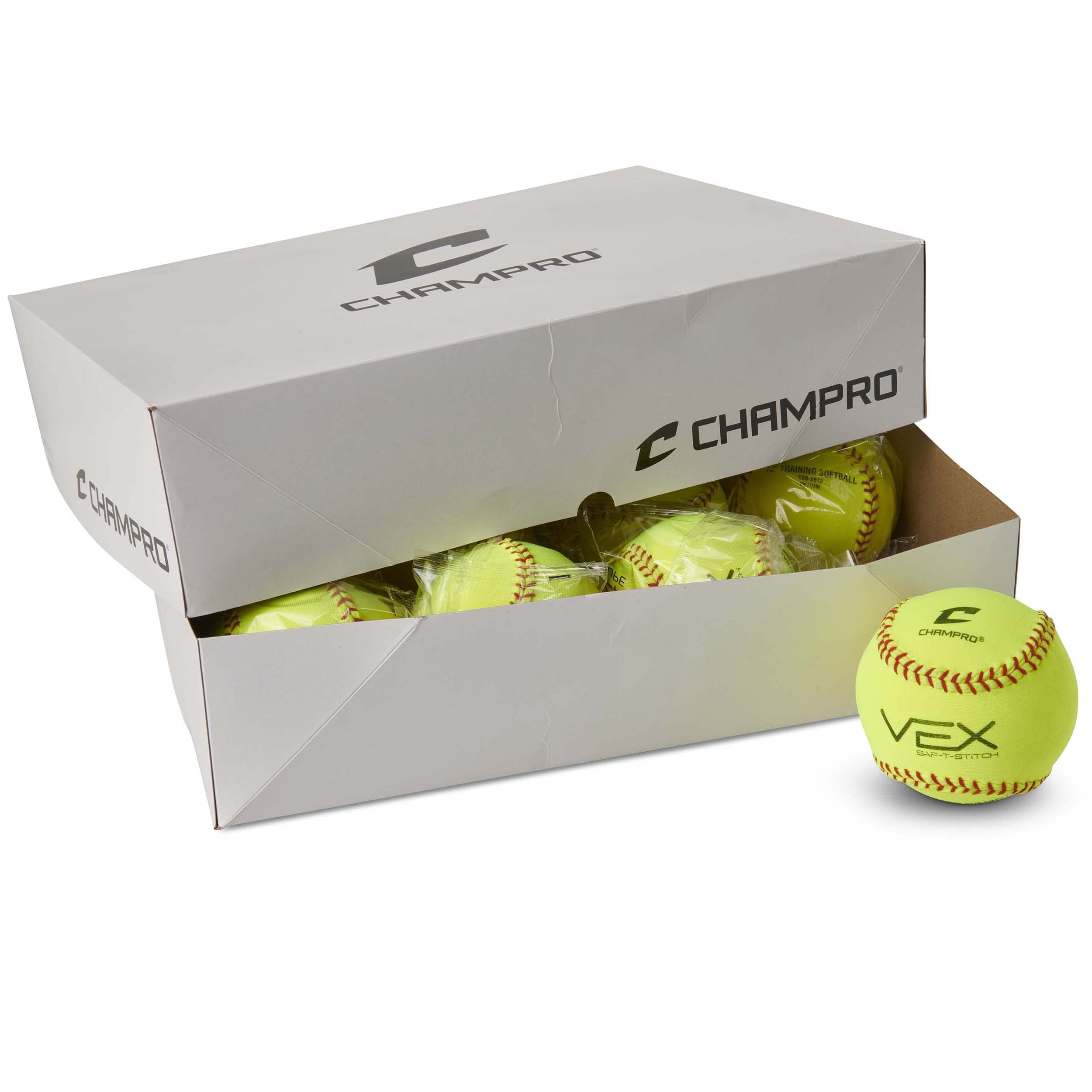 Champro 12" Vex Practice Softball, Optic Yellow, CSB-XB12