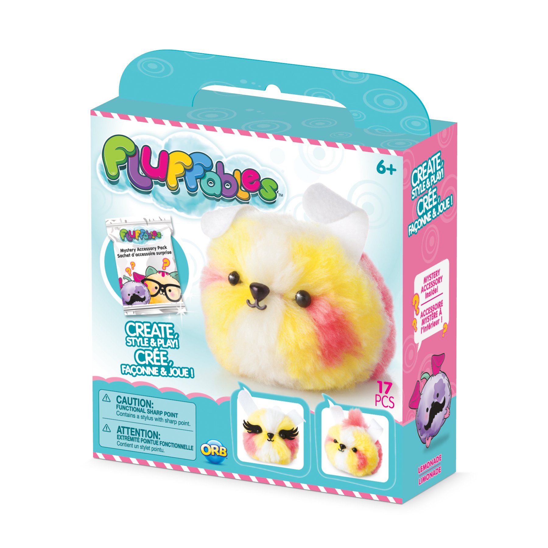 ORB The Factory Fluffables Lemonade Arts & Crafts, Yellow/White/Pink, 5.75" x 2" x 6"