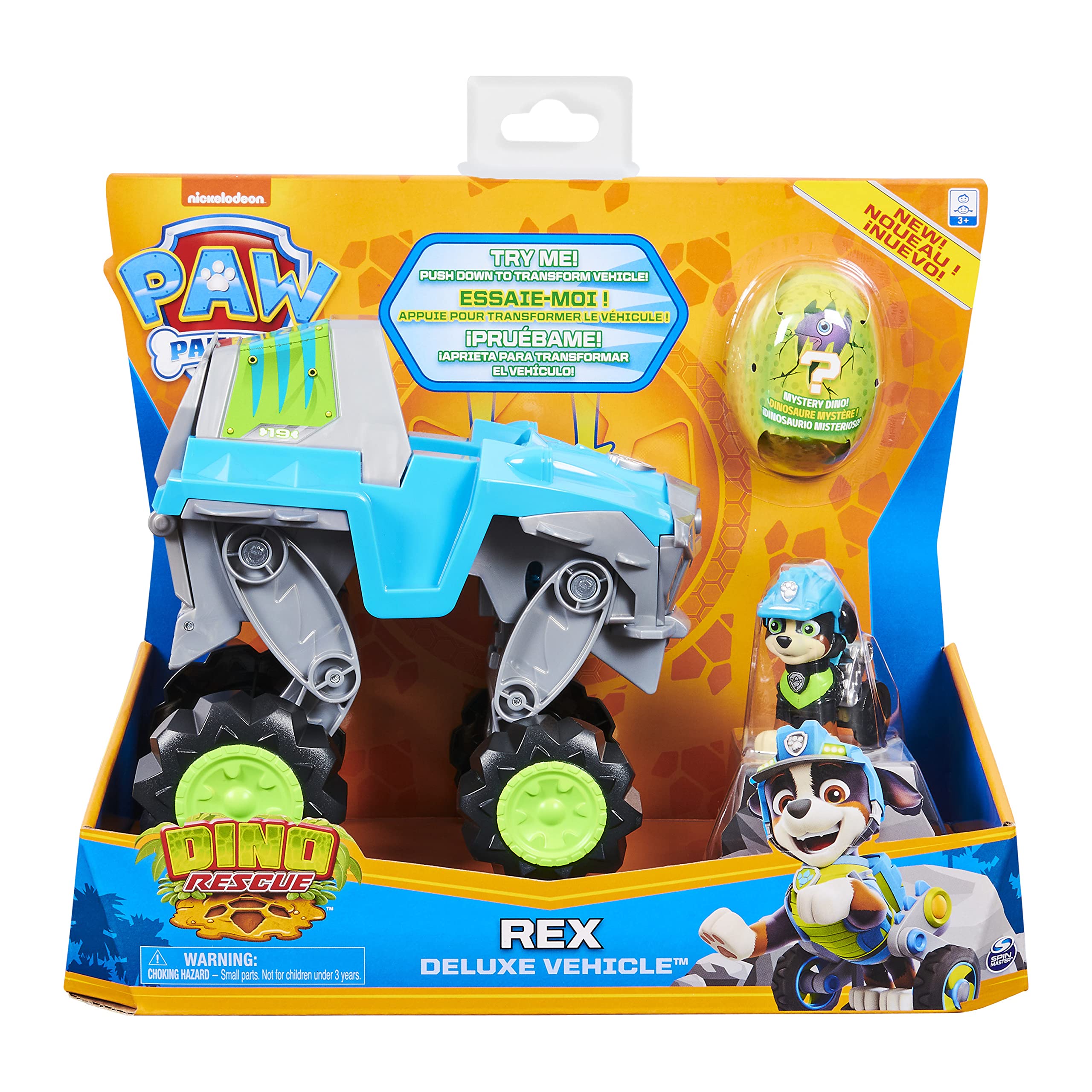 Paw Patrol, Dino Rescue Rex’s Transforming Vehicle with Mystery Dinosaur Figure