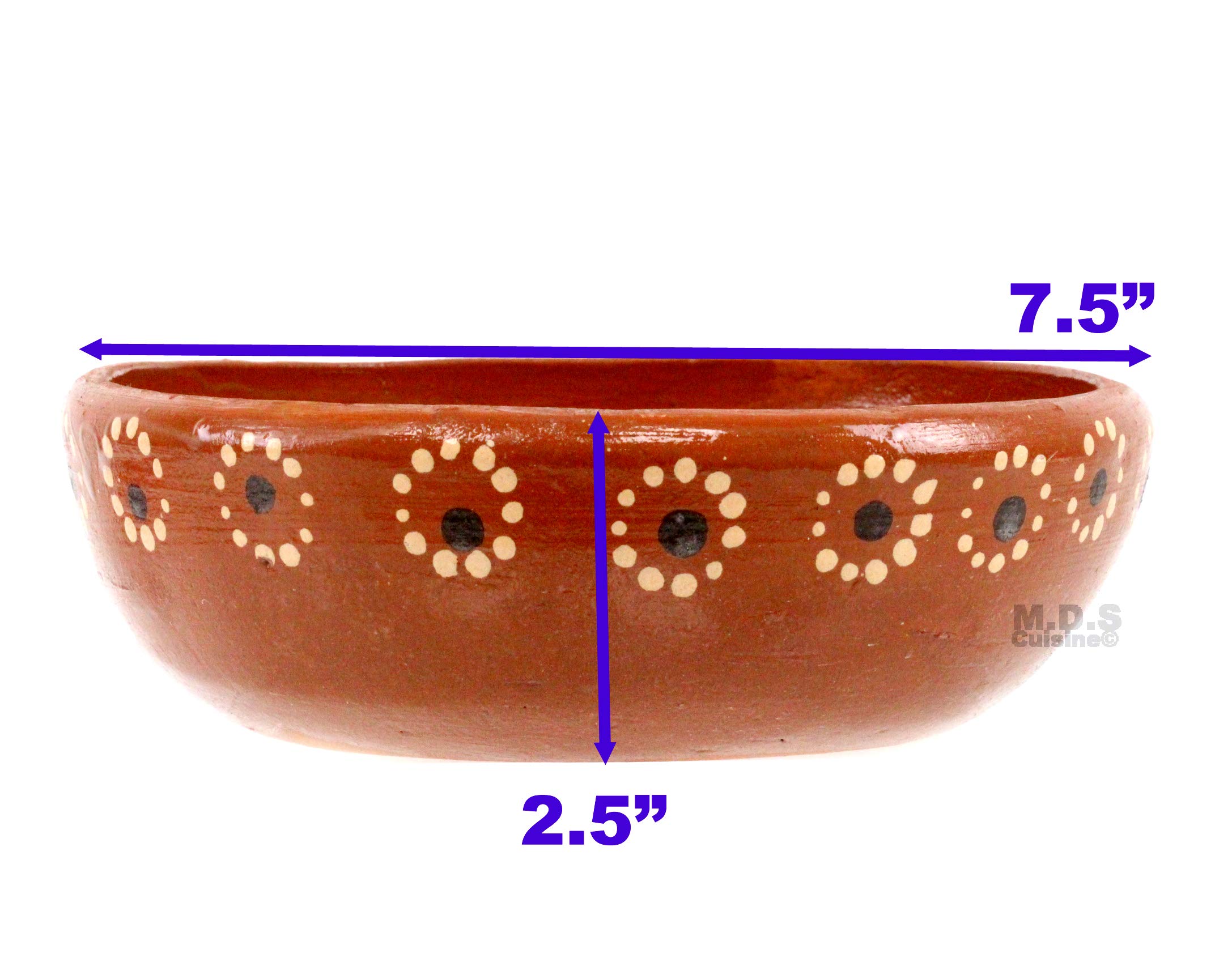 Ematik Plato Pozolero Bowl De Barro Mexican Artisan Floral 100% Clay Soup Pozole Menudo Caldo Bowls