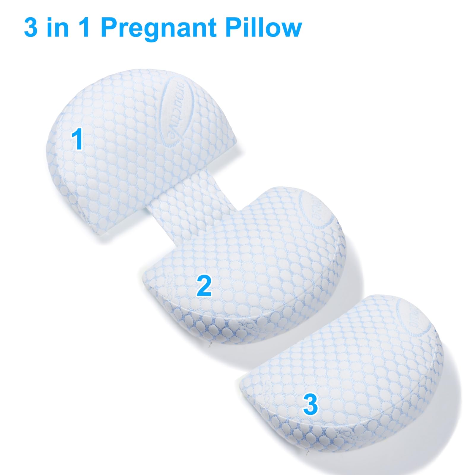 Clasymoon Pregnancy Pillows, Maternity Pillow,Pregnancy Pillows for Sleeping with Removable Cover,Pregnancy Body Pillow for Back Pain and Pregnant Legs,HIPS, Belly Support(3 in 1-Blue White)
