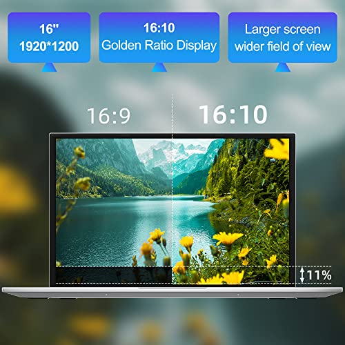 jumper Laptop 16 Inch FHD IPS Display (16:10), Intel Celeron Quad Core Processor, 4GB DDR4 RAM 128GB Storage, Laptops Computer with Office 365 1-Year Subscription Included, 4 Stereo Speakers, Gray.
