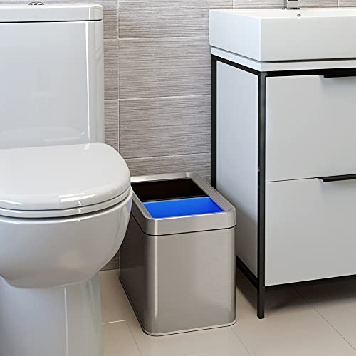 iTouchless 5.3 Gallon Open Top Trash Can & Recycle Bin Dual Compartment Combo, includes Decals, 20 Liter, Stainless Steel, Removable Buckets, For Kitchen, Office, Bedroom