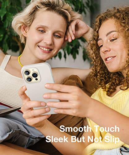 GONEZ for iPhone 14 Pro Case, with 2 Pack Screen Protector + 2 Pack Camera Lens Protector, Soft Anti-Scratch Microfiber Lining, Shockproof Protective Liquid Silicone Phone Cover 6.1'', Stone