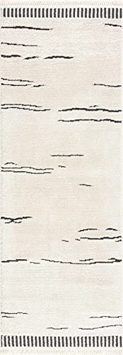 Hauteloom Munich Modern Farmhouse Living Room Bedroom Dining Room Area Rug - Casual Boho Look Carpet - Bohemian Neutral Minimalist - Bone, Cream, Beige, Black - 7'10" x 10'