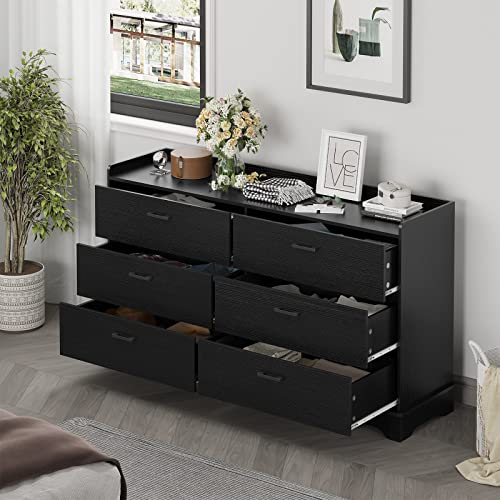Hasuit 6 Drawer Double Dresser, Modern Storage Tower Dressers & Chests of Drawers, Large Clothing Organizer for Bedroom