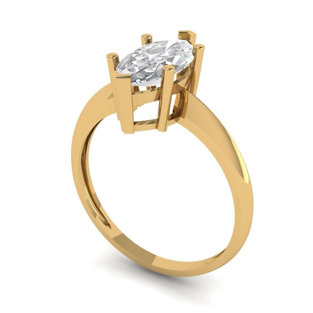 Clara Pucci 1.50 ct Marquise Cut Solitaire Genuine Lab Created White Sapphire Wedding Bridal Designer Engagement Ring 14k Yellow Gold 7