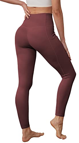 CLDJOIT High Waist Yoga Pants with 2 Pockets, Soft, Tummy Control, 4 Way Stretch, Workout Pants for Women Yoga Leggings Red