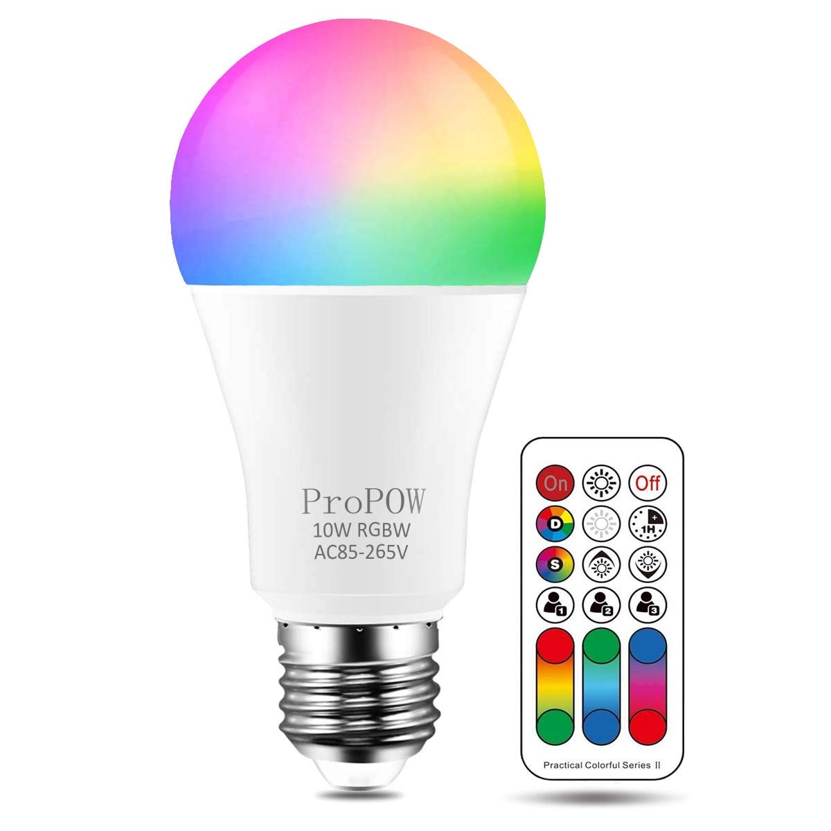 Color Changing Light Bulb,10W RGBW Colors LED Light Bulb Dimmable A19 LED Light Bulbs with Remote Control,LED Night Light Bulbs Mood Light Bulb 10W RGB 2700K(1 Pack)