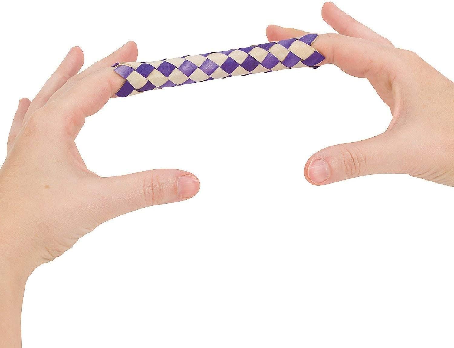 The Dreidel Company Classic Finger Traps, Chinese Bamboo Toys, Assorted Colors, 5" Inches (12-Pack)