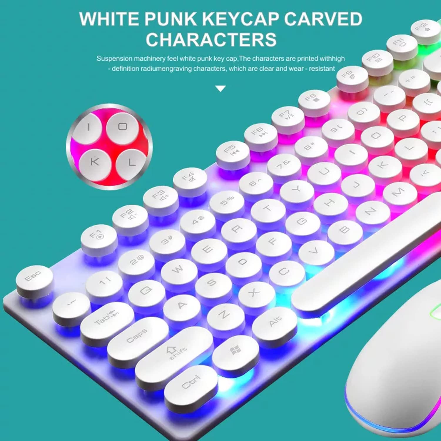 EXHNLE Gaming Keyboard and Mouse Combo with Headset, Backlit 7 Colors Keyboard, Wired Gaming Mouse, LED Gaming Keyboard Mouse Set (Color : Black)