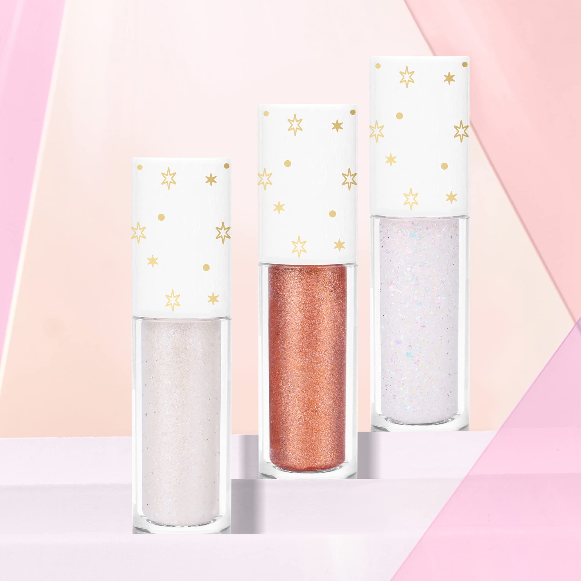 Geeneiya Korean Glitter Liquid Eye Shadow Gold Bling Eyeliner, Pigmented, Long Lasting, Quick Drying, Loose Glitter Glue for Crystals Eye Makeup (Romantic Champagne 02)
