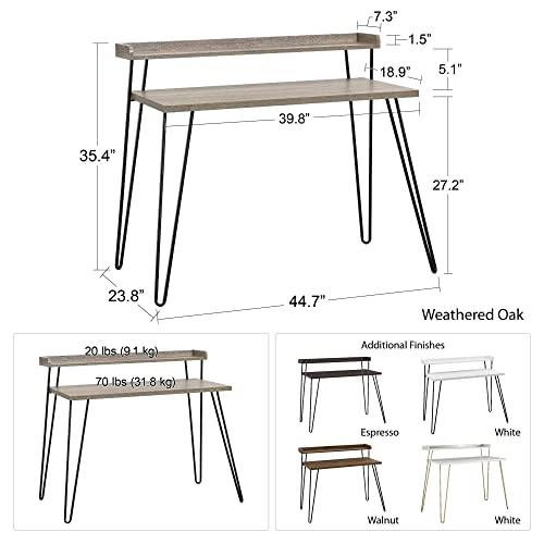 Haven Retro Riser, Desk, White with Gold Legs
