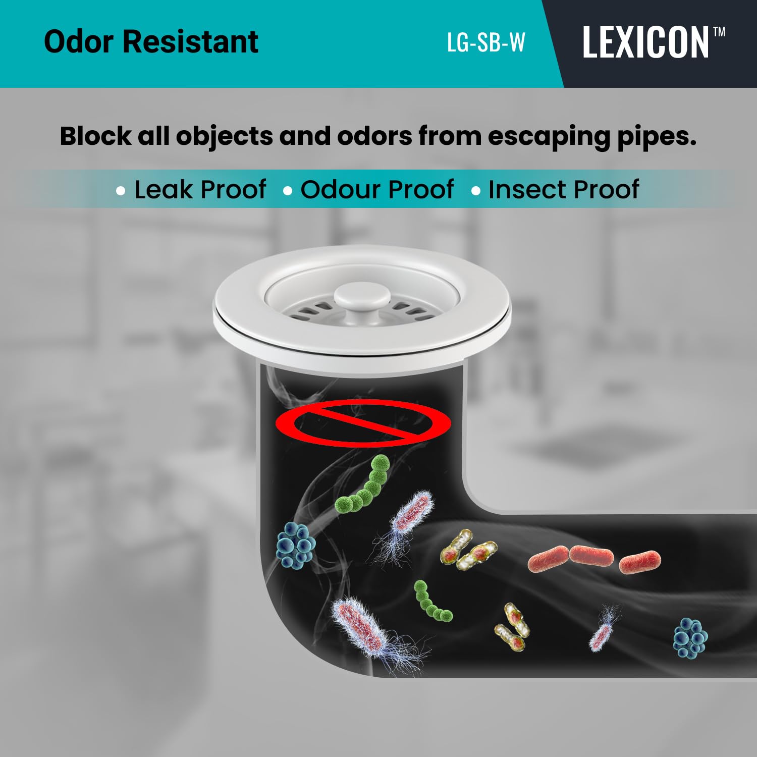 Lexicon Quartz Kitchen Sink Strainer with White Finish, Fits 3.5 Inch Drain Hole LG-SB-W