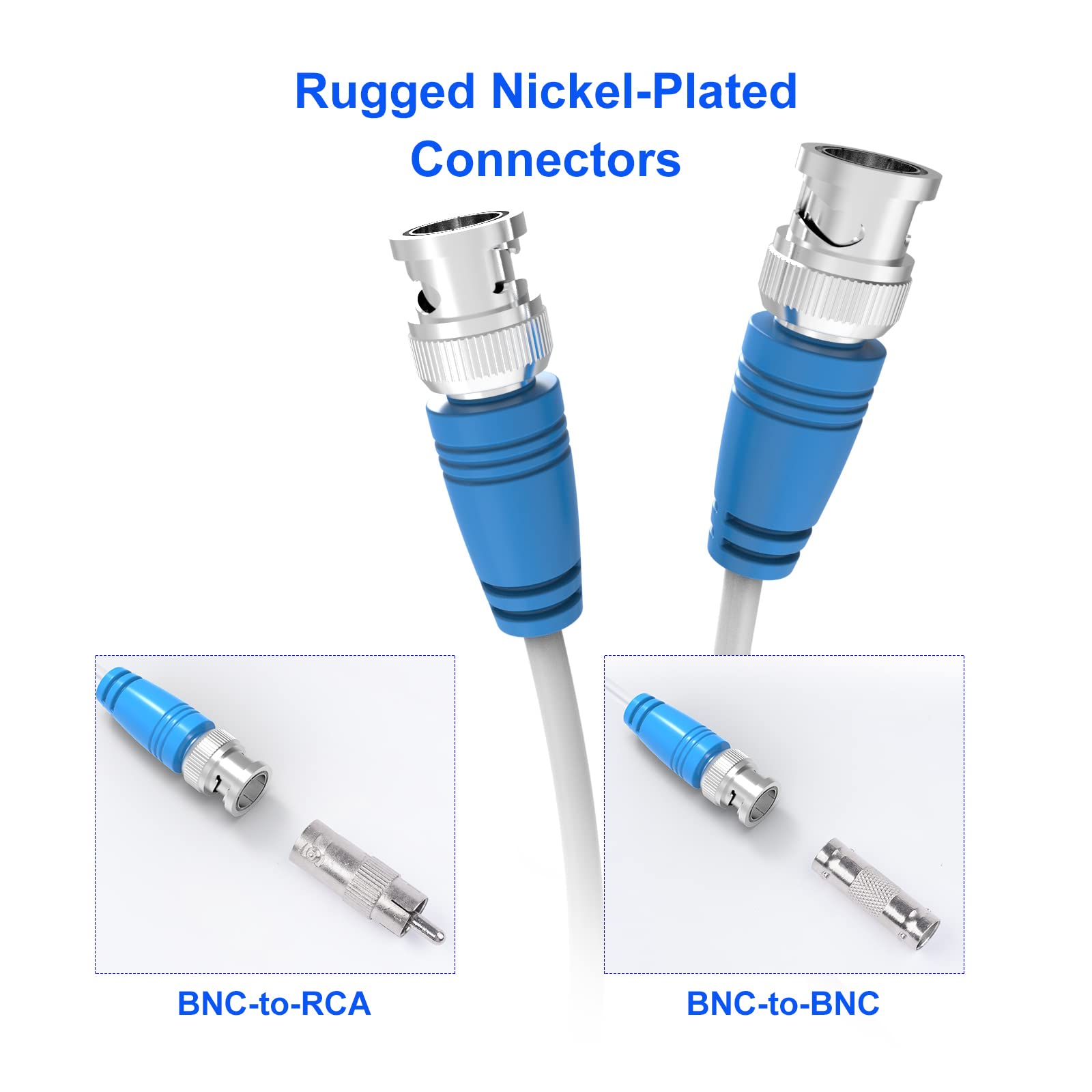 CCTV Cable 100ft Security Camera Extension Cable, All-in-One BNC Video Power Cables, bnc Cable,CCTV Cable,Security Camera Wire,bnc Cable 30m,Camera Wire,Surveillance Camera Cables 4-Pack, White