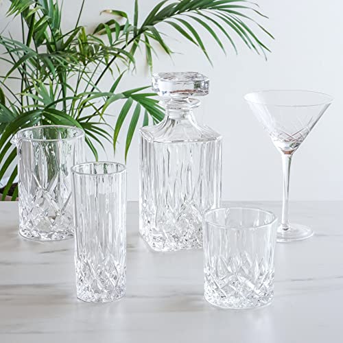 Viski Admiral Crystal Whiskey Tumbler Set of 2 - Premium Crystal Clear Liquor Drinking Glass, Classic Lowball Cocktail Glasses Gift Set, 9 Oz