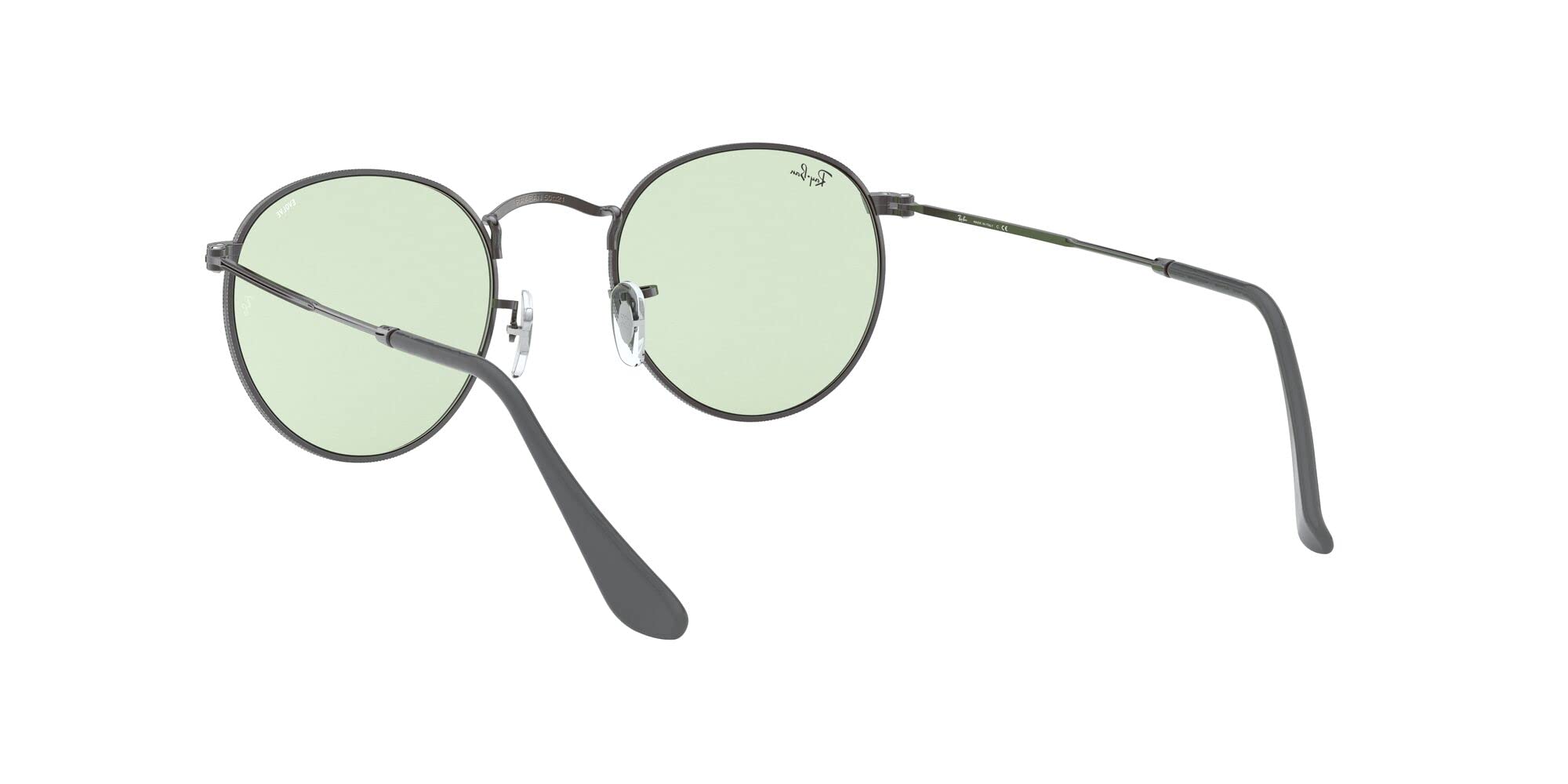 Ray-Ban RB3447 Round Metal Polarized Sunglasses, Gunmetal/Evolve Photochromic Green to Blue, 50 mm