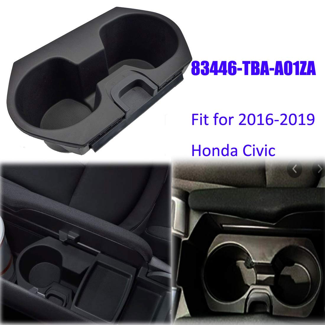 Cup Holder Drink Bottle Holder Adapter Fits for Honda Civic 2016 -2021 Replace 83446-TBA-A01ZA Automotive Car Cup Holders Insert Expansion Adapter(Black,1PCS)