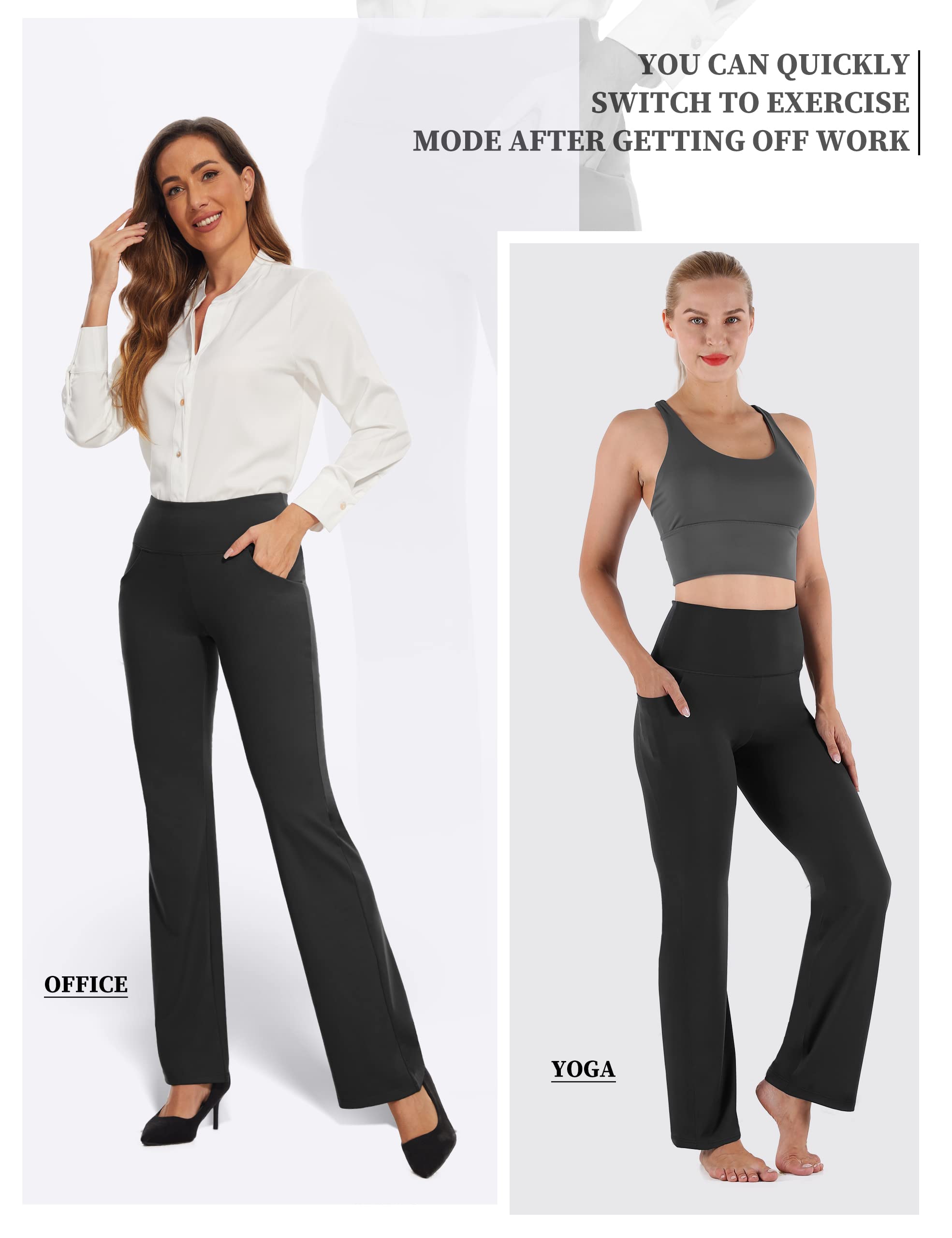 Desol Flare Leggings,High Waisted Bootcut Yoga Pants with Pockets,Tummy Control Bootleg Pants,Work Pants for Women Deep Khaki