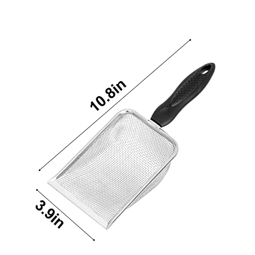 Protover Reptile Sand Substrate Metal Sand Shovel Stainless Steel Fine Mesh Terrarium Substrate Litter Corner Cleaner Reptile Habitat Sifting Scoopers(2PCS)