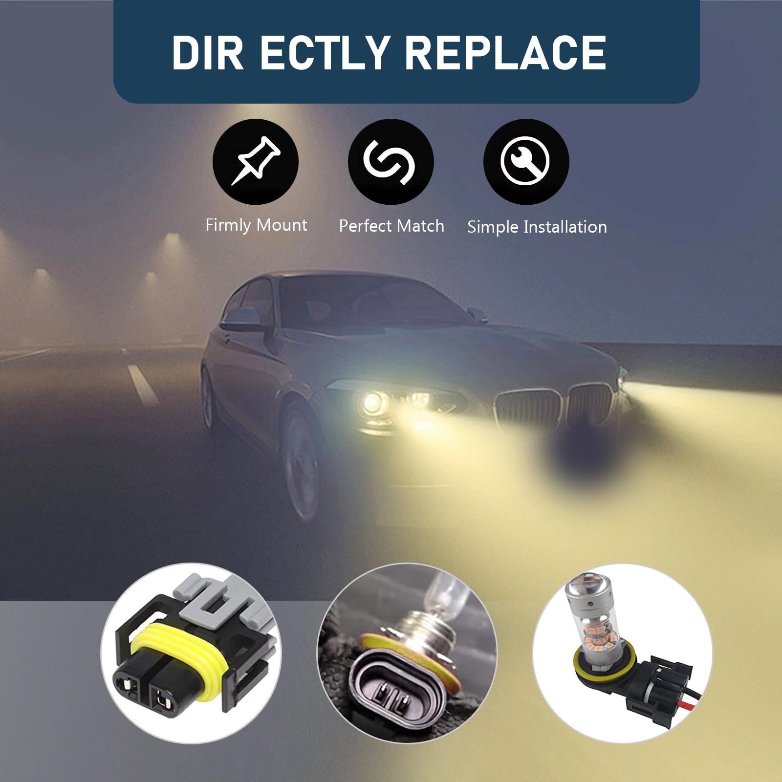 Hawyet 2 PCS Headlight Wire Socket Connector, H11 Fog Light Harness Plug, IP20 Waterproof Car Waterproof Connector, Suitable for Most Models (Black)