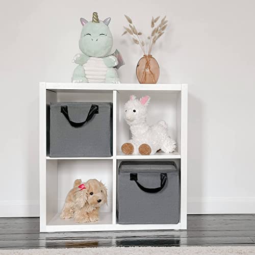 Goodpick Large Toy Storage Bins Cloth Baskets for Organizing, Rectangle Shelf Baskets for Nursery, Fabric bins for Bedroom, Living Room, Grey, 2-Pack, 16.9 x 11.0 x 9.8 inches