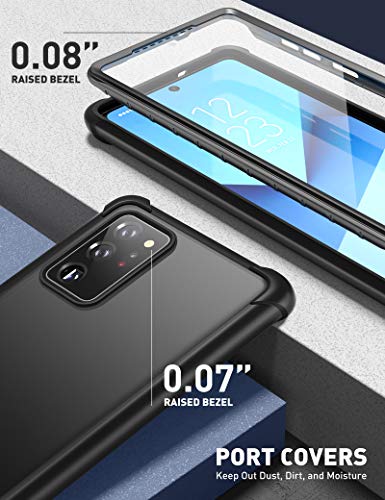 Clayco Forza Series Case for Samsung Galaxy Note 20 Ultra, Built-in Screen Protector Compatible with Fingerprint ID, Full-Body Rugged Cover, 6.9 inch, 2020 Release (Black)