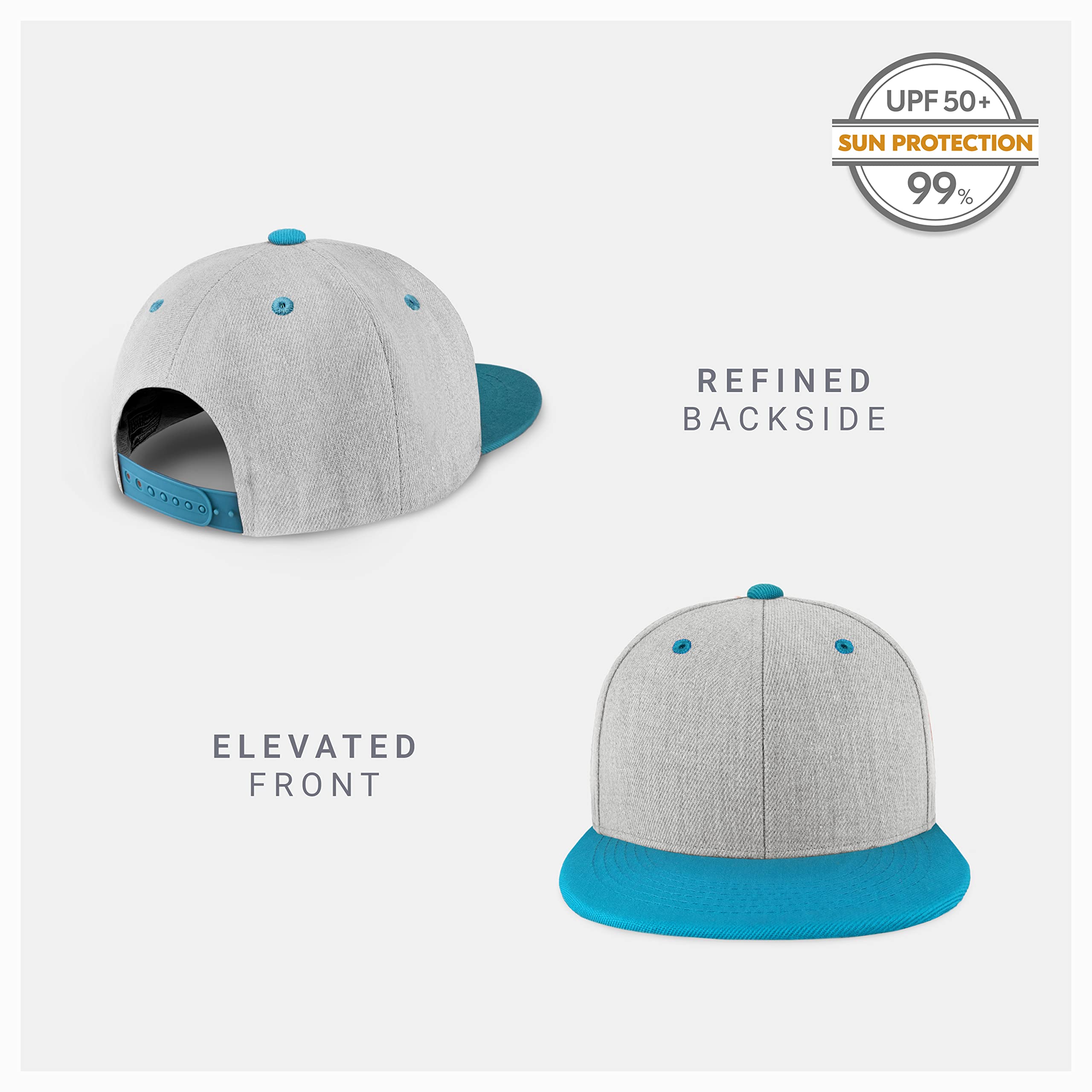 CHOK.LIDS Flat Bill Visor Classic Snapback Hat Blank Adjustable Brim High Top End Trendy Color Style Plain Tone Baseball Cap (DC Charcoal)
