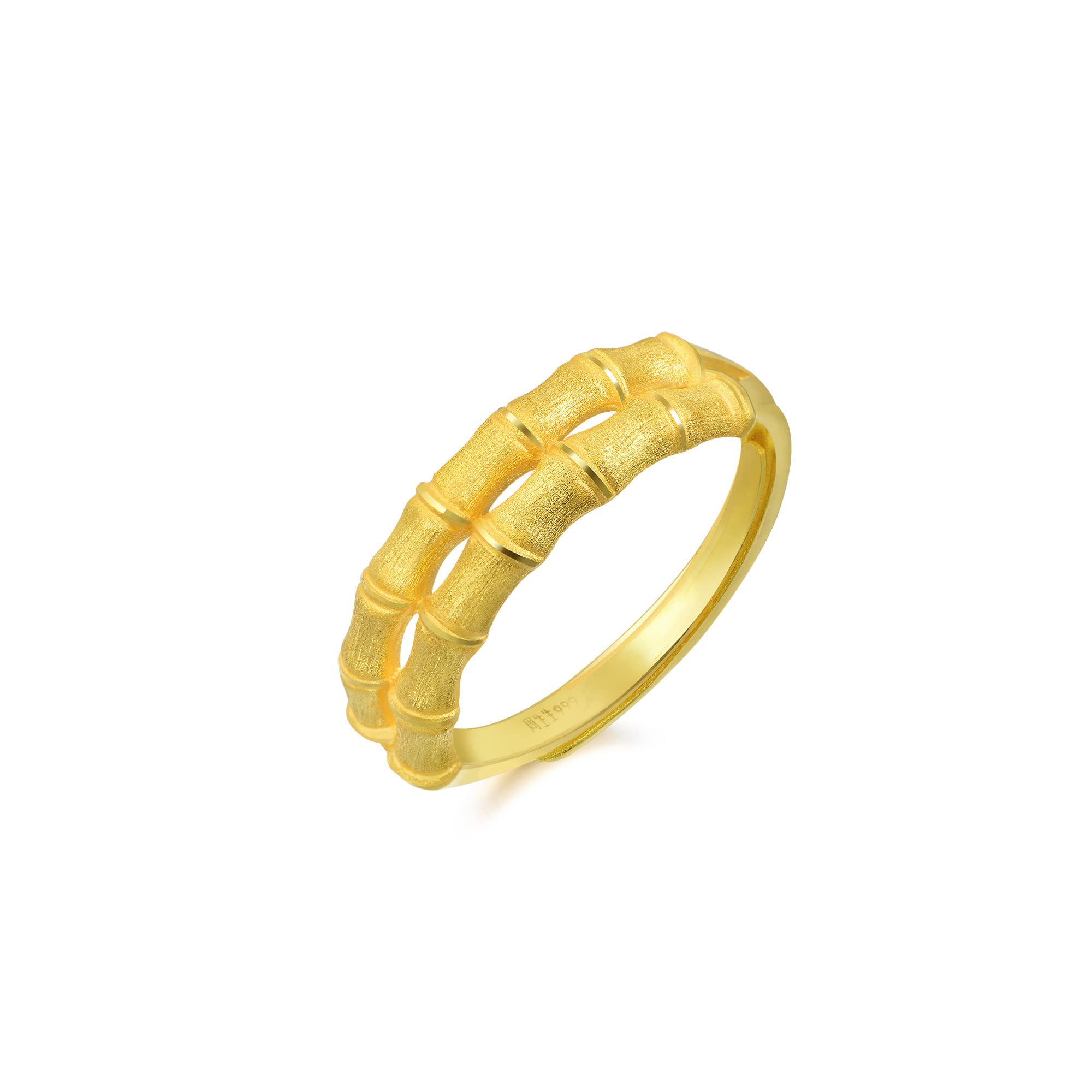 CHOW SANG SANG 999.9 24K Solid Gold Price-by-Weight Gold Bamboo Adjustable Ring for Women 90351R (Approx. 0.09tael (~3.36g))
