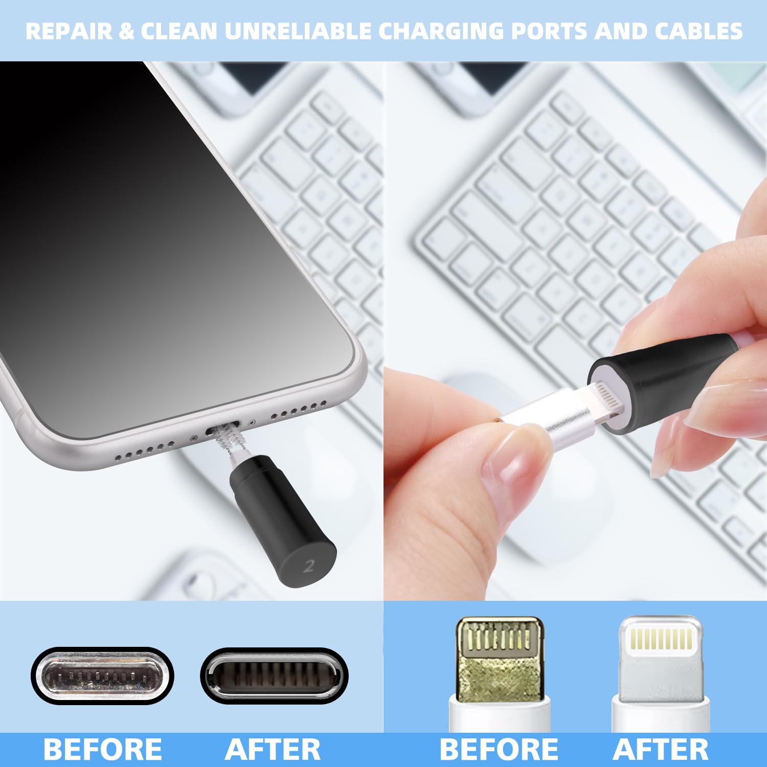 Cleaner Kit for Airpod, iPhone Cleaning Kit, Multi-Function Airpod Cleaner Kit Soft Brush for Phone Charging Port, Headphone, Earbuds, Earpods, Earphone,iPod, Case, iPhone, iPad, Laptop,Camera,Black