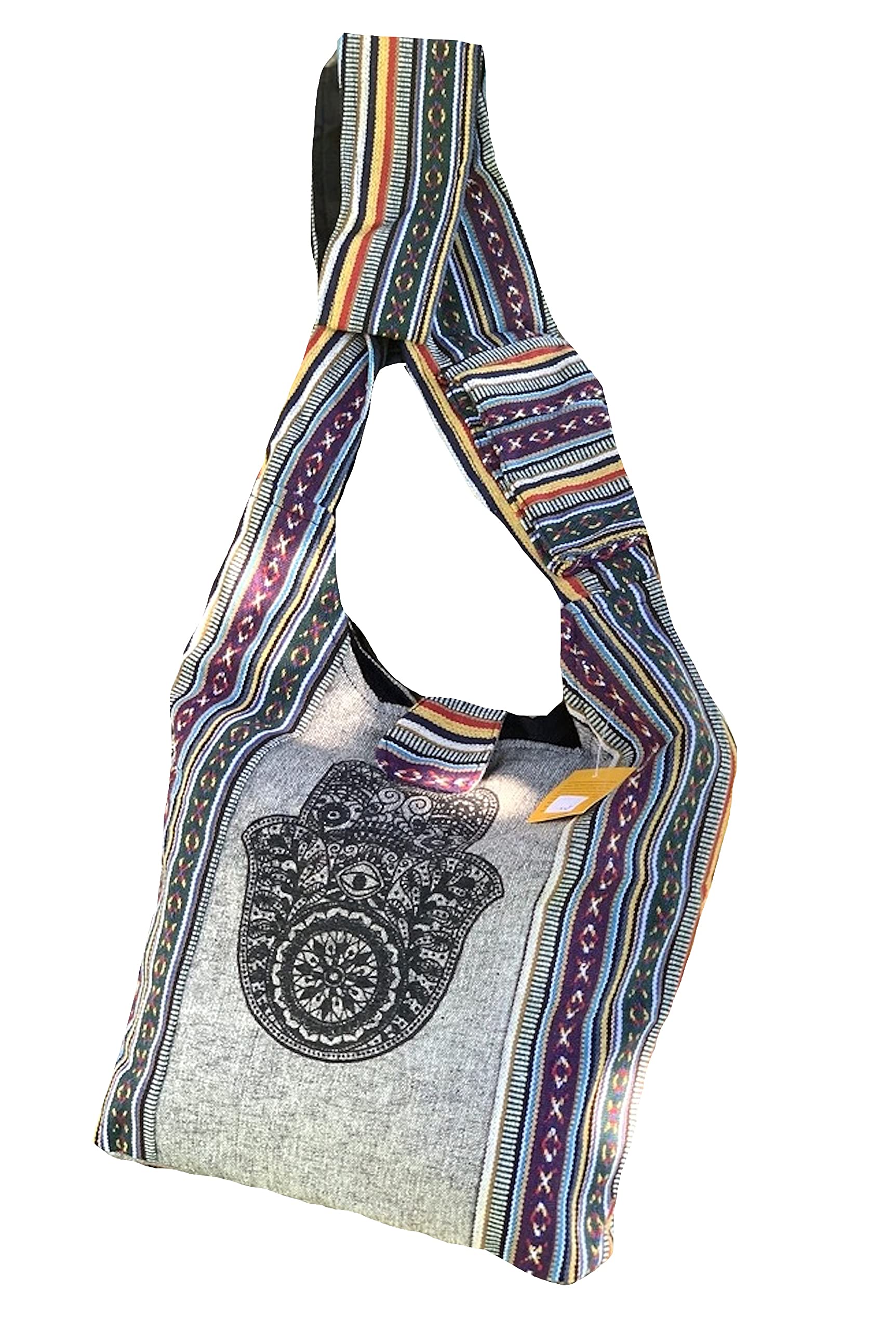 Cotton Shoulder Bag, Unique Tapestry Hippie Crossbody with Hamsa Print Hobo Hippie Cross body Women bag, Festival bag Sling Boho Bag/Handmade with Love