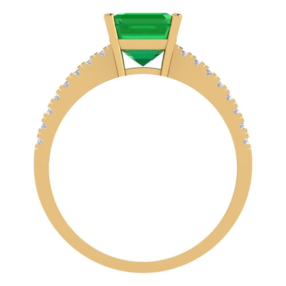 Clara Pucci 1.66 ct Cushion Cut Solitaire W/Accent Genuine Simulated Emerald Wedding Promise Anniversary Bridal Ring 18K Yellow Gold 7.5