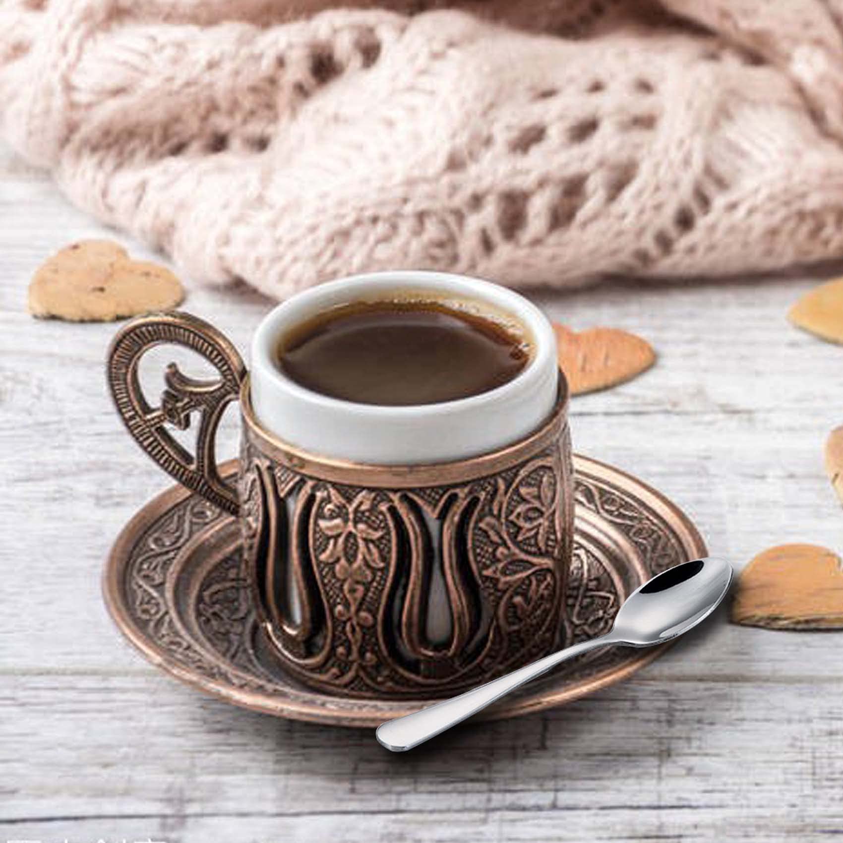 DJ-WARE Espresso Spoons Mini Demitasse Stainless Steel Coffee Spoon for 2-7 Oz Mugs, Set of 12, 4.7 Inch