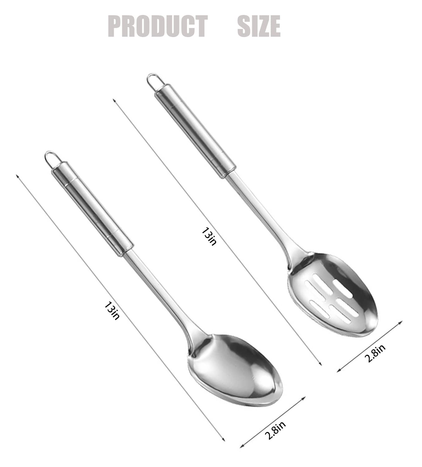 CDOFFICE Set of 2 Large Cooking Spoon Stainless Steel Serving Spoon Slotted Spoons