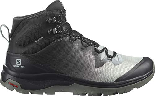 Salomon VAYA MID Gore-TEX Hiking Boots for Women, Stormy Weather/Black/Trooper, 5