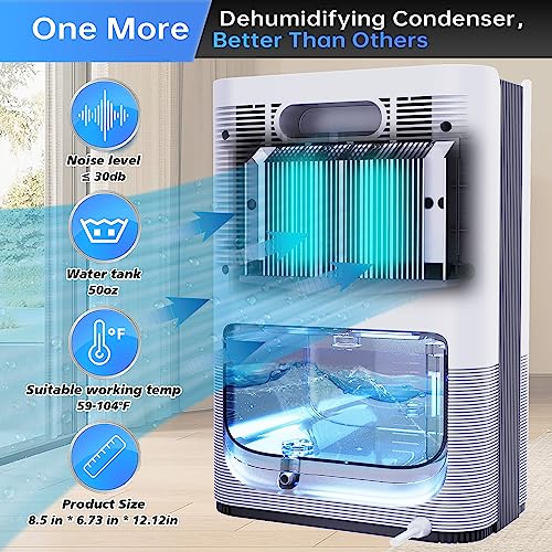 PTHRAOUTA dehumidifier for basement bathroom RV home closet indoor indoor 33.8 oz water tank(800 sq.ft) small dehumidifiers safe mini drainage auto-off odor removal 2 duak-core portable dehumidifier 5 colorful lights remove moisture quite silent car deh