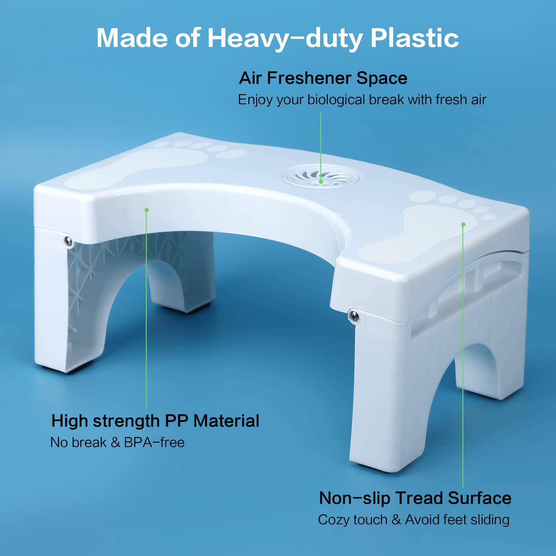 Foldable Toilet Potty Stool for Adults, 7" Heavy Duty Plastic Portable Squatting Poop Foot Stool with Freshener Space, Bathroom Non-Slip Toilet Assistance Step Stool - Gifts for Kids Seniors