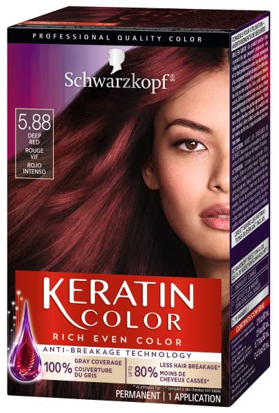 Schwarzkopf Keratin Color Permanent Hair Color Cream, 5.88 Deep Red, 1 Kit