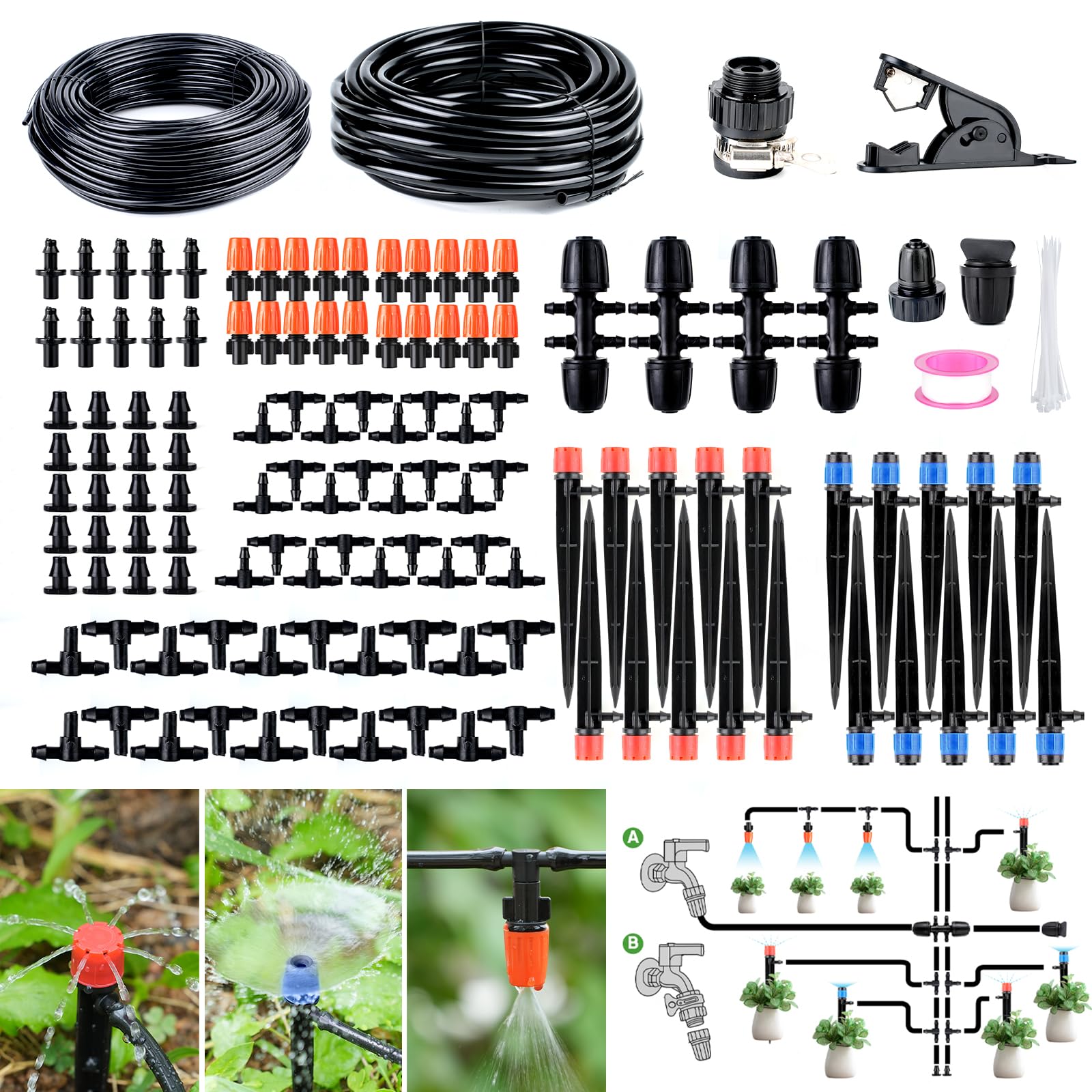EYYA Drip Irrigation System Kit for Garden Greenhouse, 226 FT