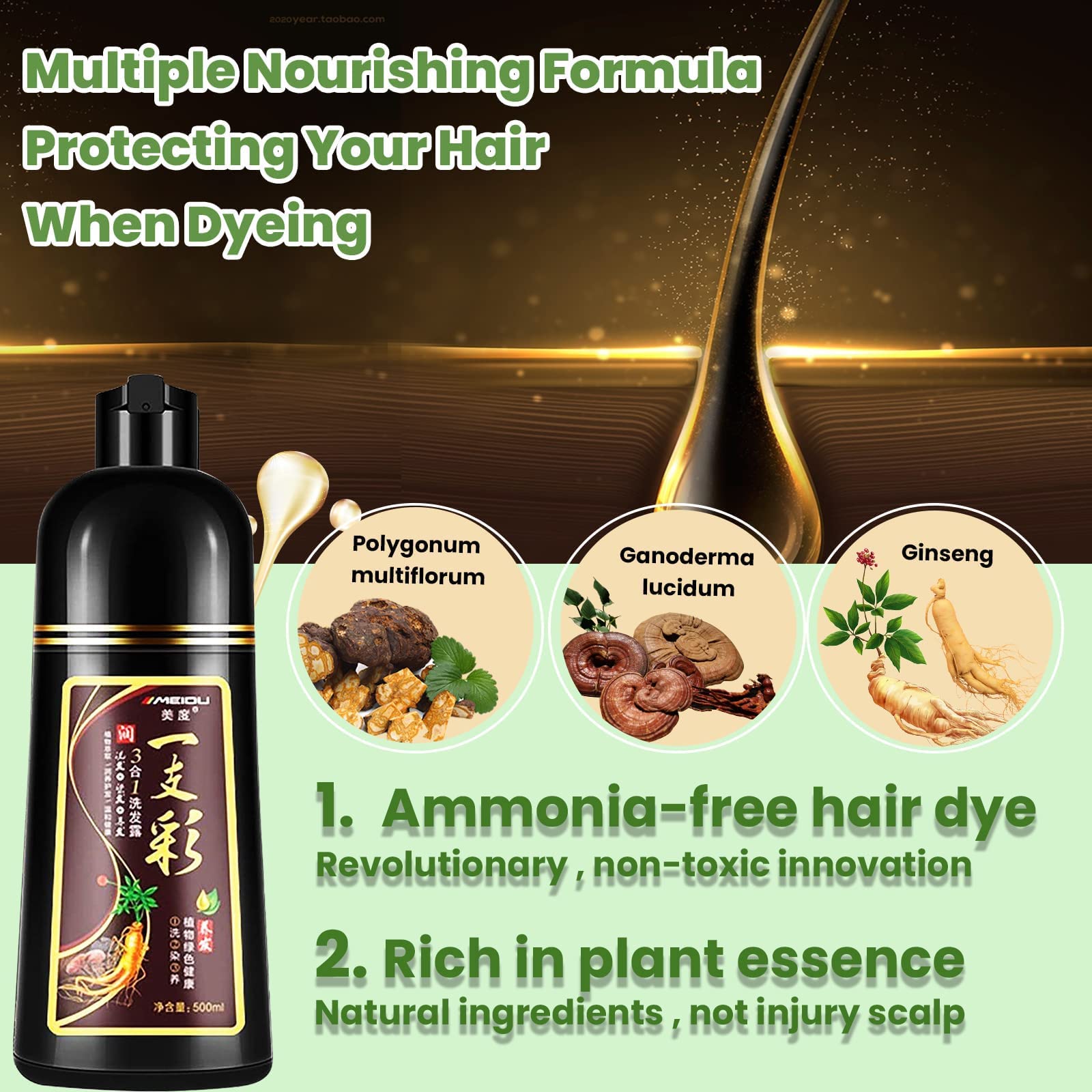 FONDIIA Instant Hair Dye Shampoo for Gray Hair Women And Men,3 in 1 Herbal Ingredients, 100% Grey Coverage & Long Lasting Results,Dark Coffee(35.2 Fl Oz,2 Pack)