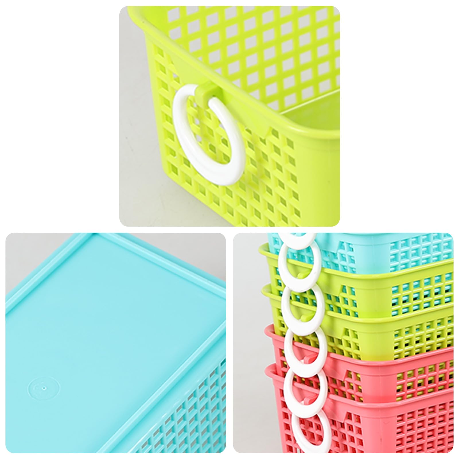 Haodehen 12 Packs Plastic Storage Baskets with Handle, Small Plastic Desktop Organizer Bins