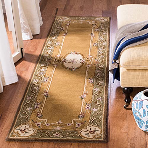 SAFAVIEH Classic Collection 4'6" x 6'6" Oval Light Gold / Green CL280A Handmade Traditional Oriental Premium Wool Area Rug