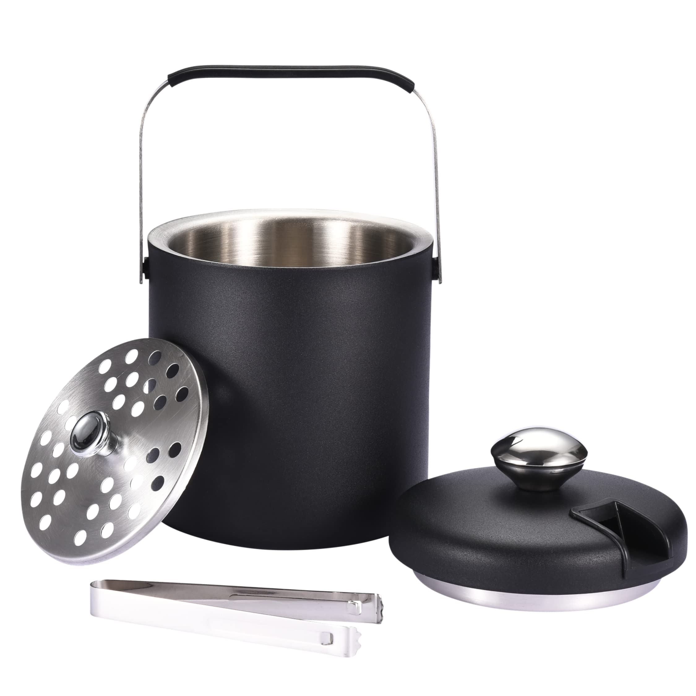 flybold Small Ice Bucket for Parties - Ice Bucket with Lid for Cocktail Bar - Double Walled Ice Container - Portable Chiller Bin Basket - Insulated Wine Buckets for Indoor or Outdoor - Ice Cube Holder