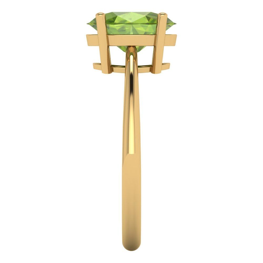 Clara Pucci 1.9ct Oval Cut Solitaire Genuine Vivid Green Peridot Proposal Bridal Designer Wedding Anniversary Ring 14k Yellow Gold