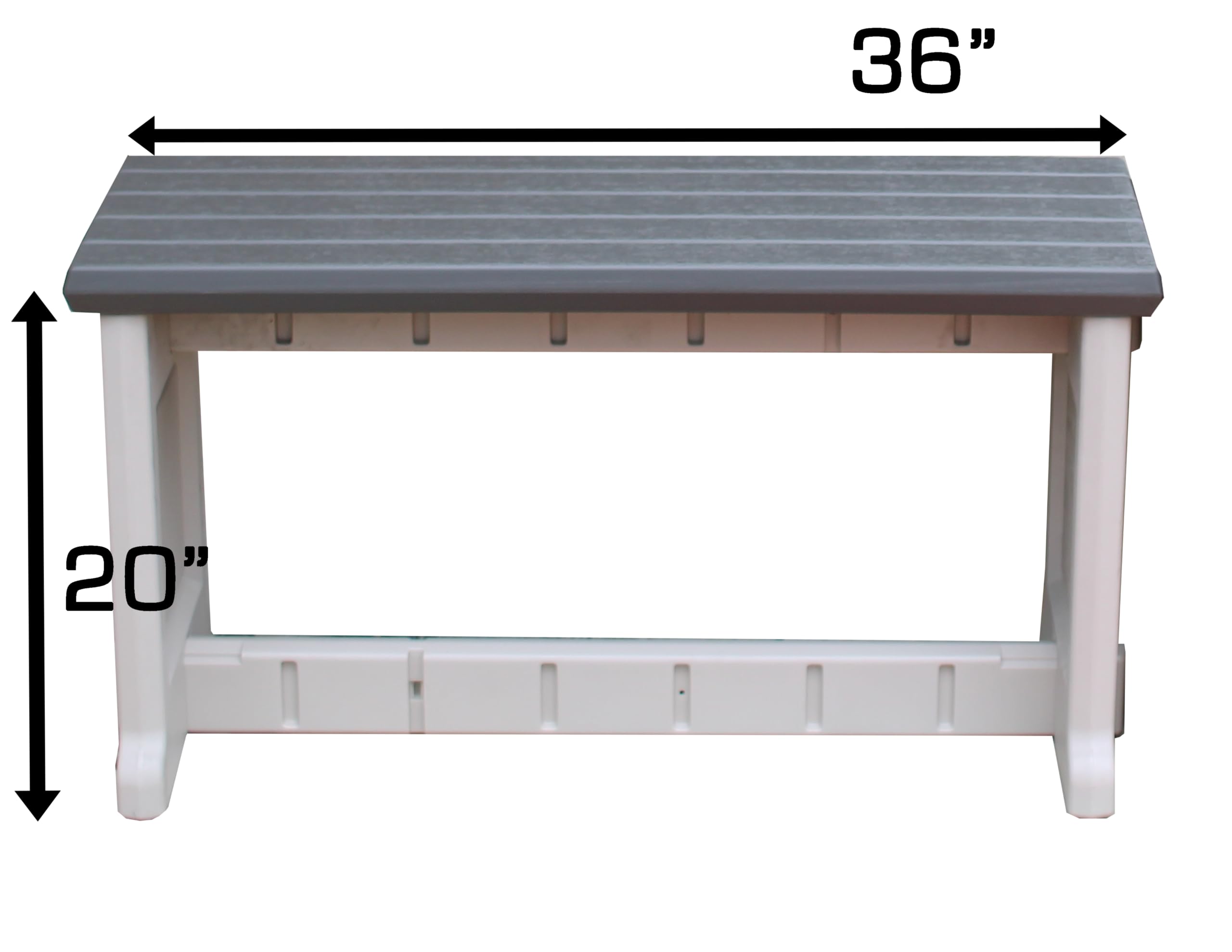 Leisure Accents Bench, Deep Grey Top with Warm Grey Sides, 1 Pack - Proudly Made in The USA, Click and Lock Hardware-Free Assembly, Durable and Stylish Outdoor Seating