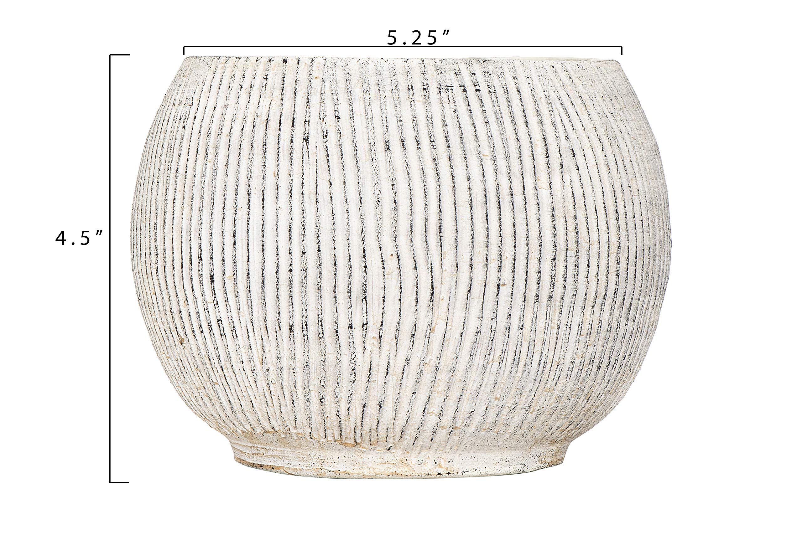 Distressed Cream Terracotta Planter with Fluted Texture