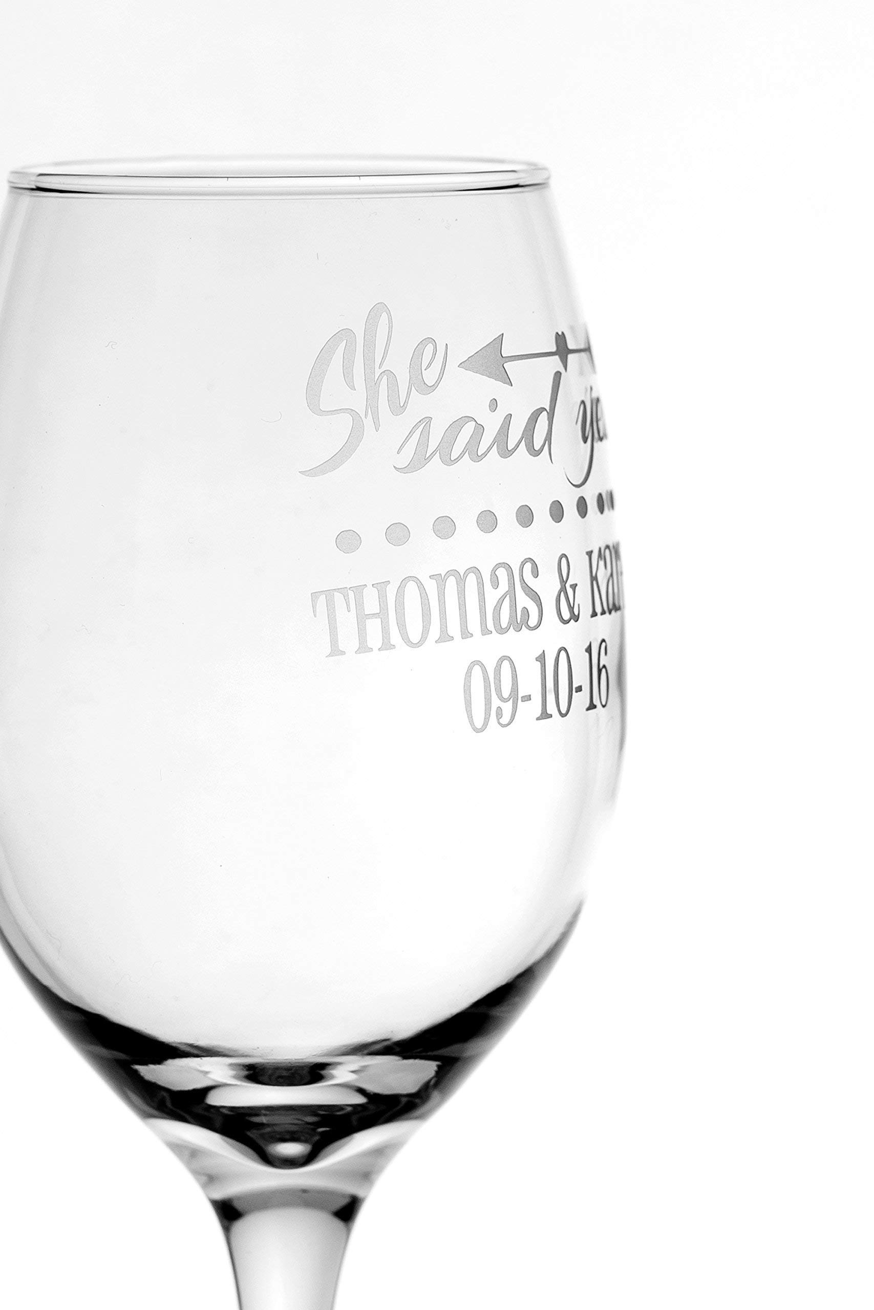 Engagement Engaged Wine Glass Gift Set - He Proposed She Said Yes