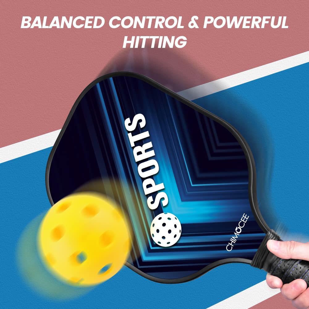 CHIMOCEE Pickleball Paddles Set of 4, Graphite Surface Pickleball Racket, Polymer Honeycomb Core Rackets 6 Pickleball Balls 1 Bag 4 Replacement Soft Grip for Outdoor and Indoor Play